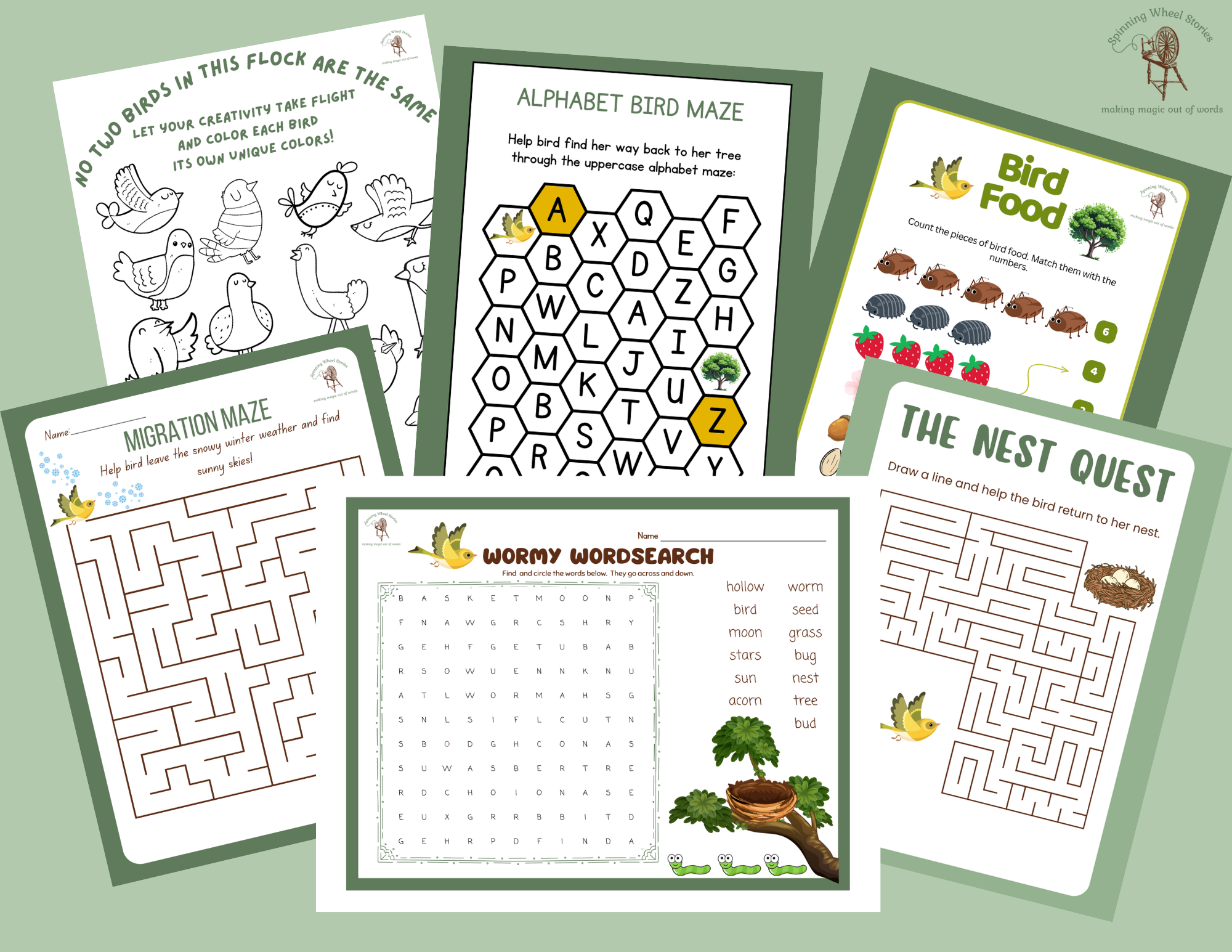 Tree and Bird Printable Resources – Spinning Wheel Stories